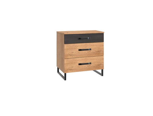 Commode à tiroirs Imitation chêne poutre rechampis raw steel - L58 x ...