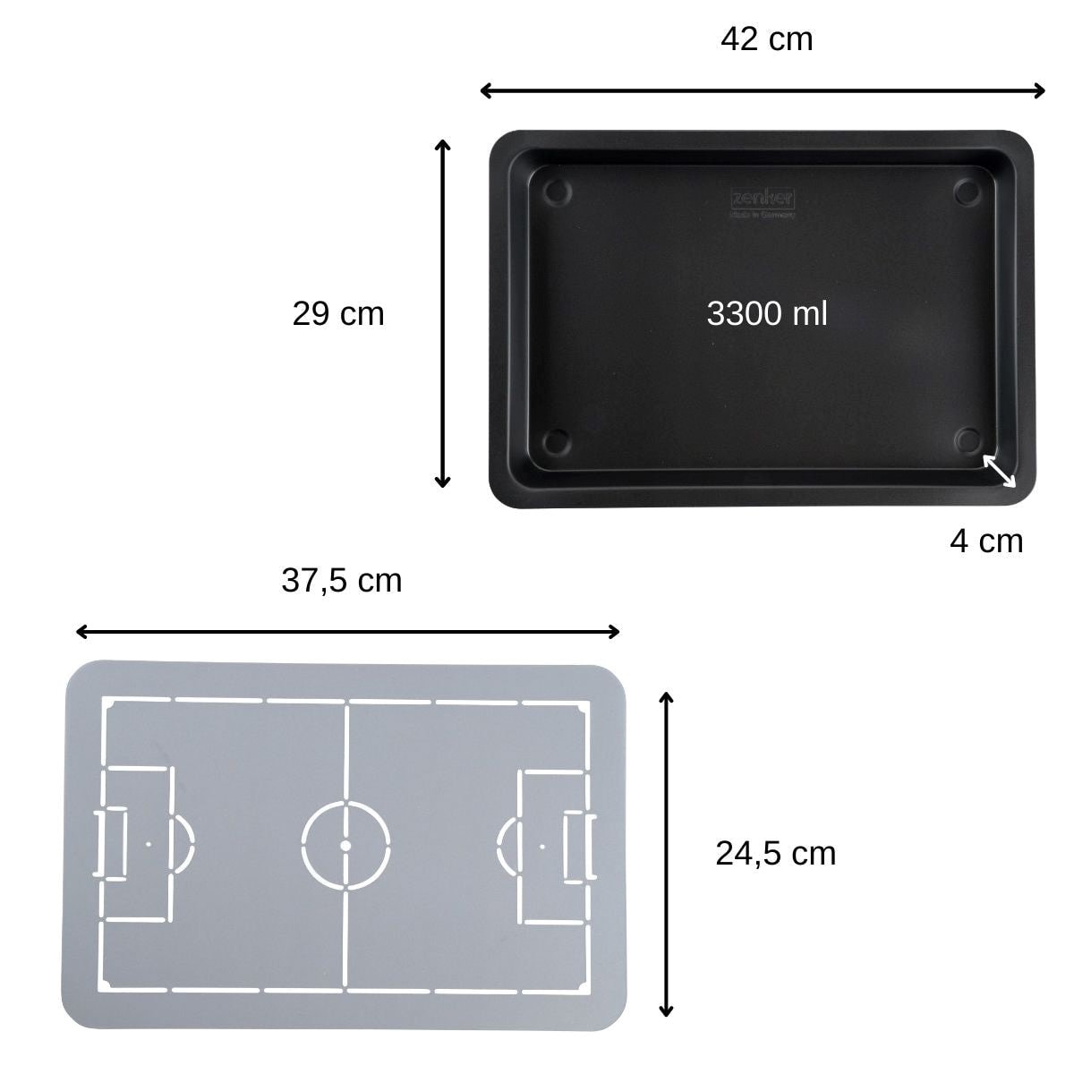 Plaque de four avec pochoir pour gâteau terrain de foot zenker spécial ...