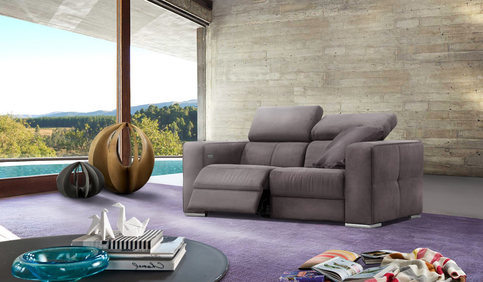 Canapé microfibre CONCEPT1 Nuage 2 places 2 relax chocolat Pas Cher ...