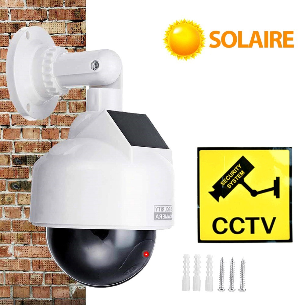 Caméra de surveillance fausse dôme extérieure ptz, solaire, led rouge ...
