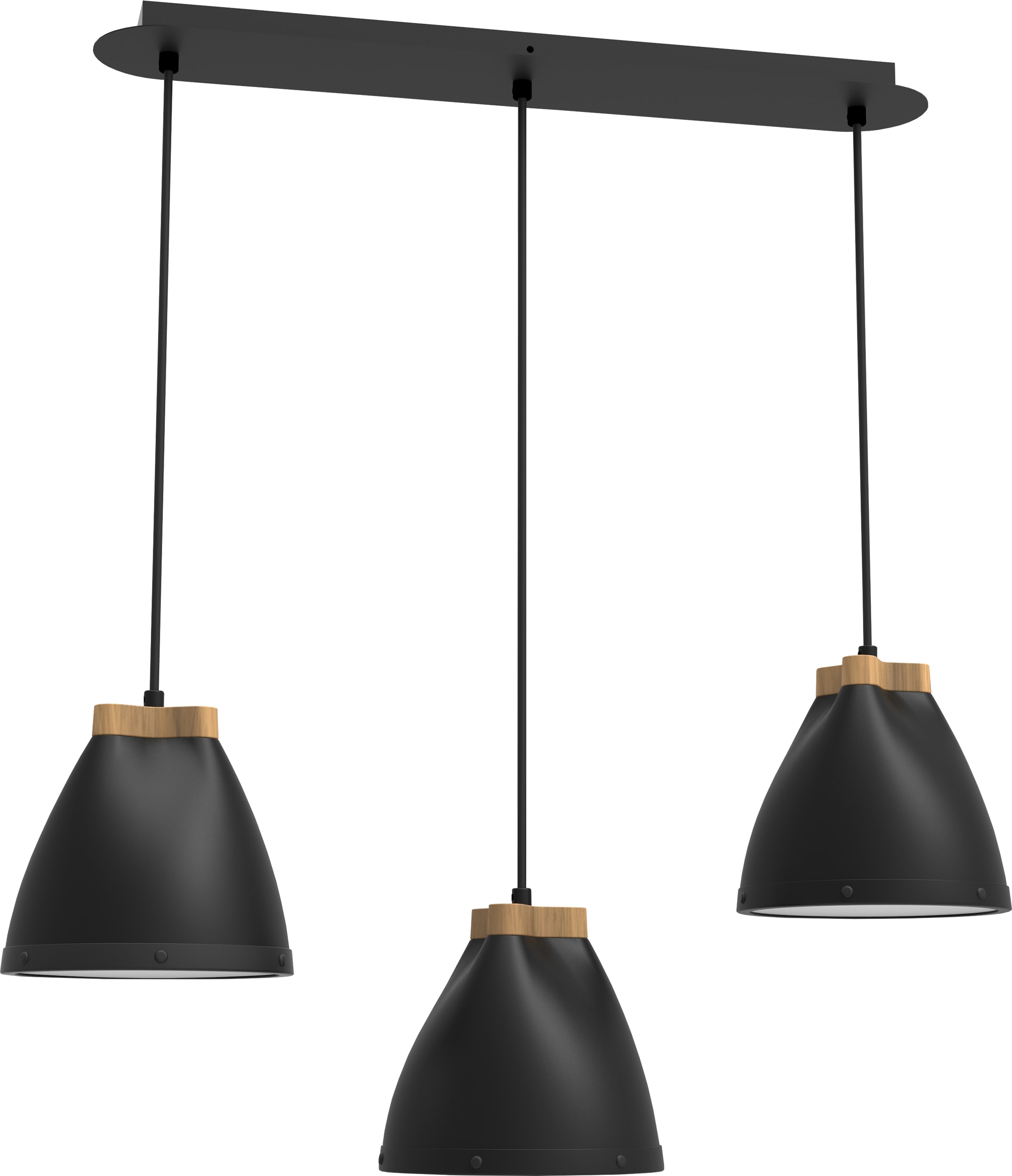 Suspension ALUMINOR Suspension CLARELLE S 3 têtes Noir et Bois clair ...