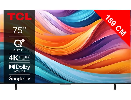 TCL 75T7B - QLED Pro - Google TV - TV QLED 4K 189 cm - Livraison rapide