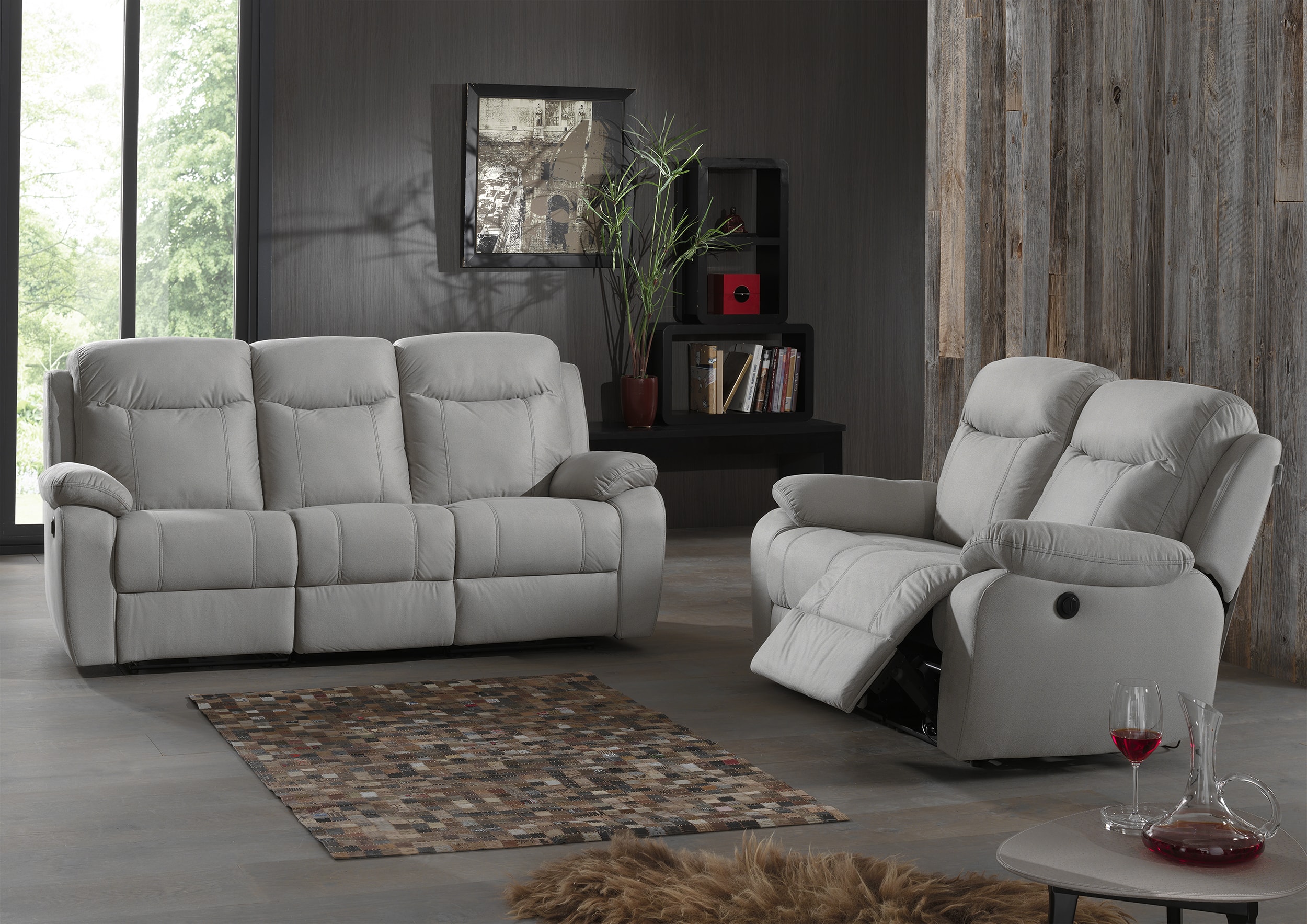 Canapé microfibre CONCEPT1 Fiona 3 places 2relax Vento gris Pas Cher ...