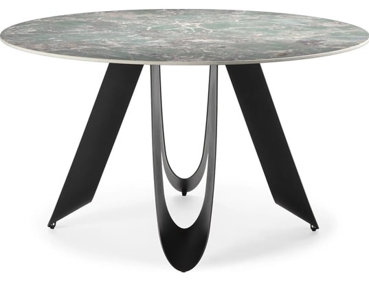 Table CONCEPT1 Aila 135 x 135 x 76 cm céramique verte - pied noir Pas ...