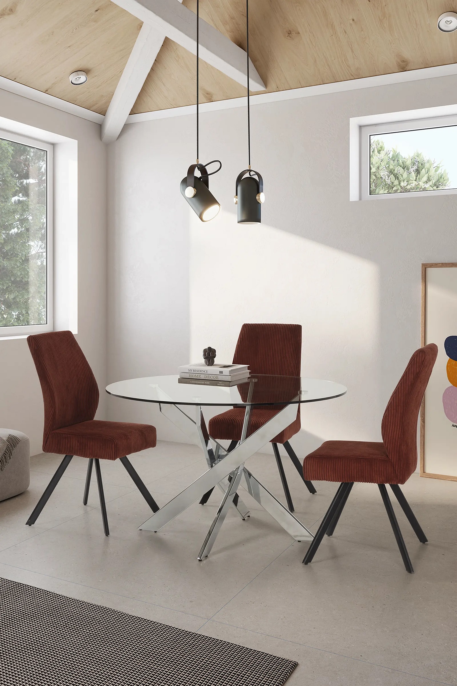 Table CONCEPT1 Ruth 120 x 120 x 76 cm pied chromé Pas Cher - UBALDI.com