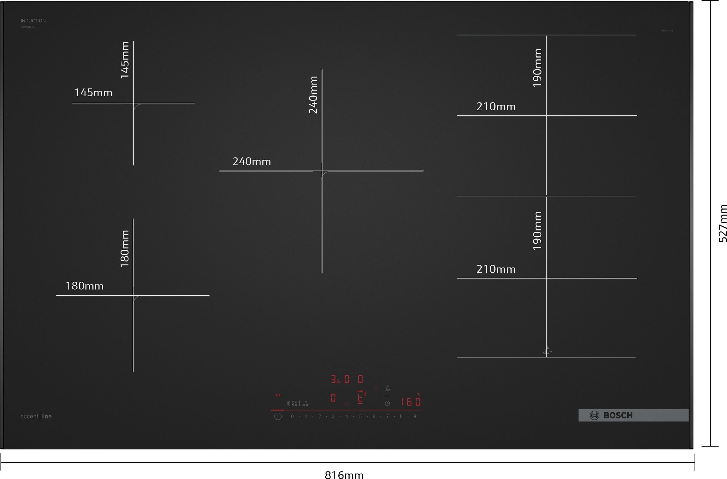 BOSCH PVW89BHC1E, Série 6, Matt design, zone combinée - Plaque ...