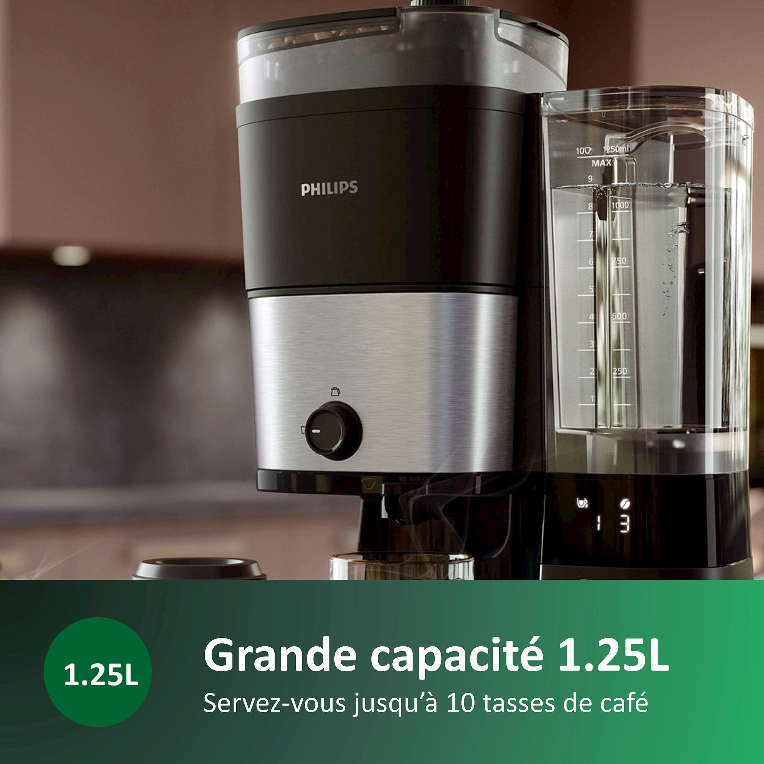 Caf. Filtre philips grind & brew - 1,25 l - noir - hd7888.01 PHILIPS ...